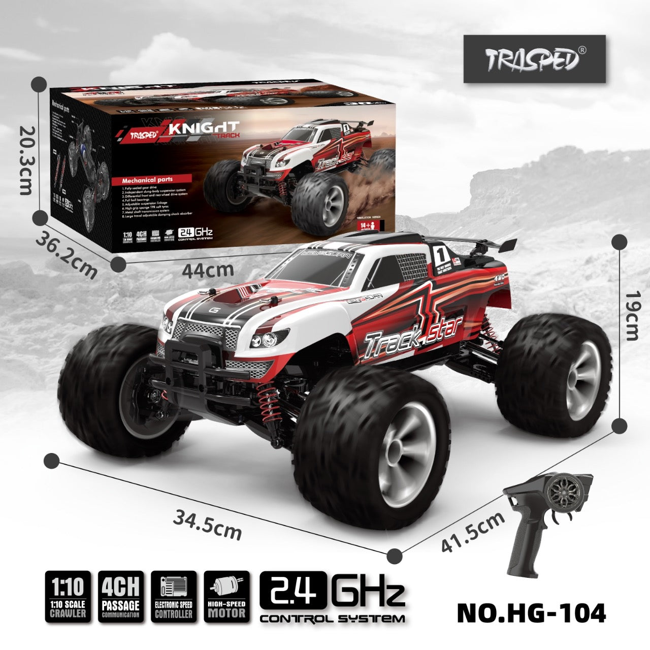 HG 4X4 1/10 High-speed RC Rock Crawler Car Remote Controlled Climbing ...